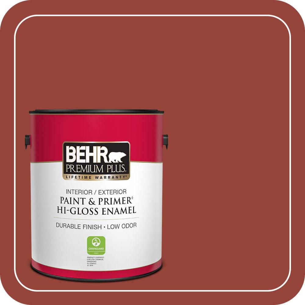 BEHR PREMIUM PLUS 1 gal. #PPU2-17 Morocco Red Hi-Gloss Enamel Interior ...