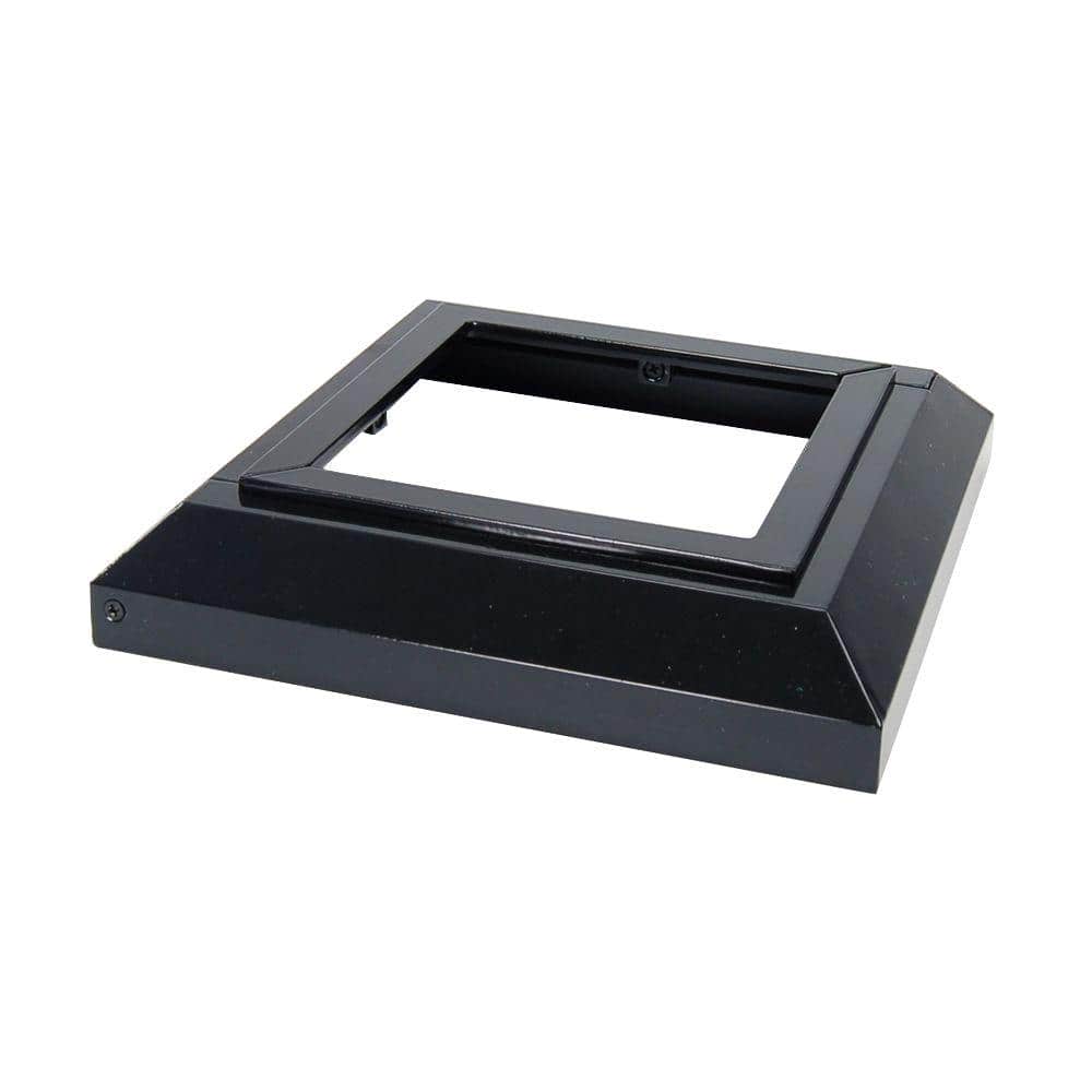Fortress Accents 5 in. x 5 in. Gloss Black Aluminum Deck Post Base ...