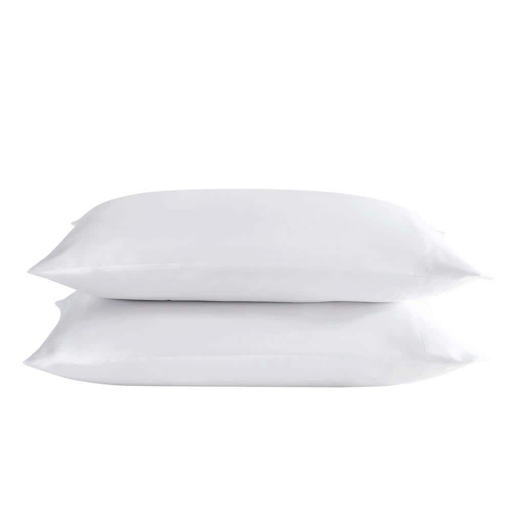 BETSEY JOHNSON Solid Satin 2-Piece White Microfiber Standard Pillowcase ...