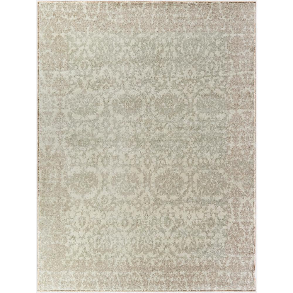 StyleWell Distressed Damask Cream 8 ft. x 10 ft. Indoor Area Rug ...