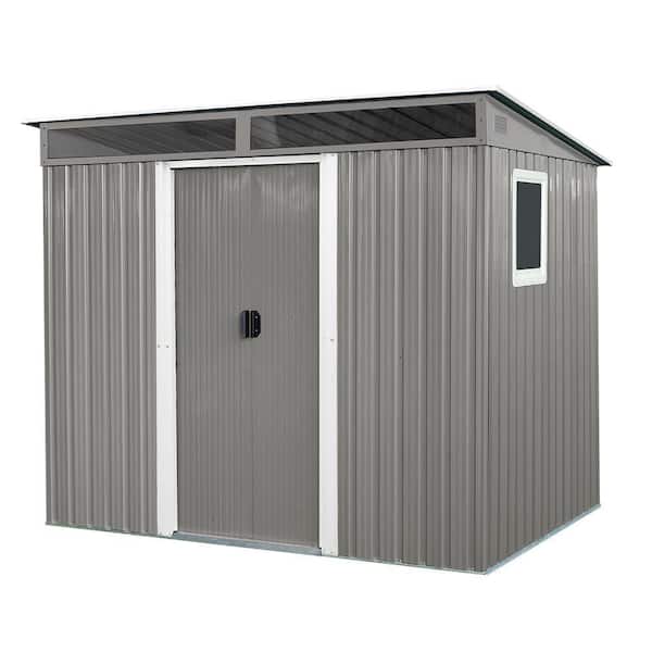 Blisstyle 8 ft. W x 6 ft. D Metal Shed with Double Door (48 sq. ft ...