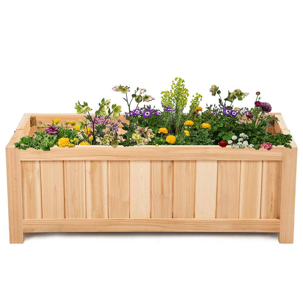 Honey Joy 27 5 In L X 12 In W X 10 In H Outdoor Wood Planter Raised