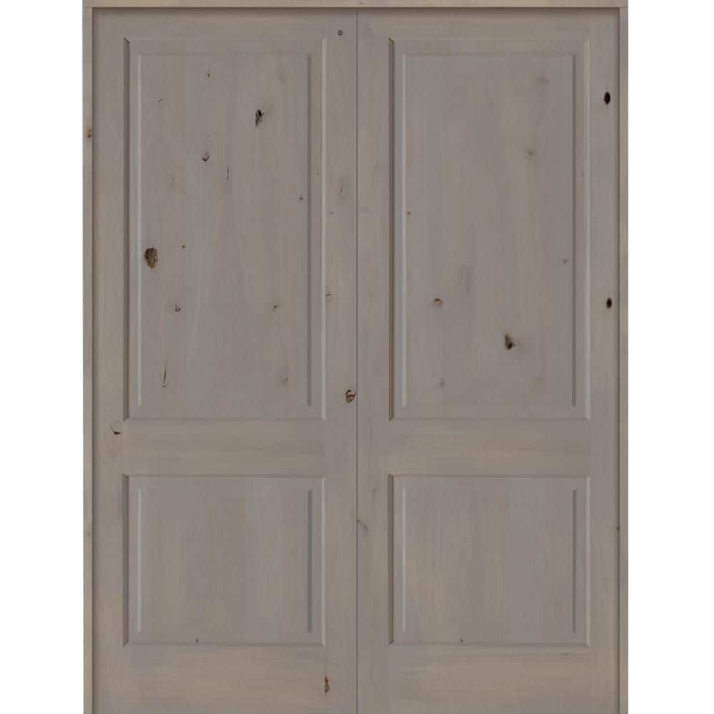Krosswood Doors 72 in. x 96 in. Rustic Knotty Alder 2-Panel Square Top ...