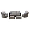 Sunjoy Rumney 6-Piece Wicker Patio Conversation Seating Set with Beige ...