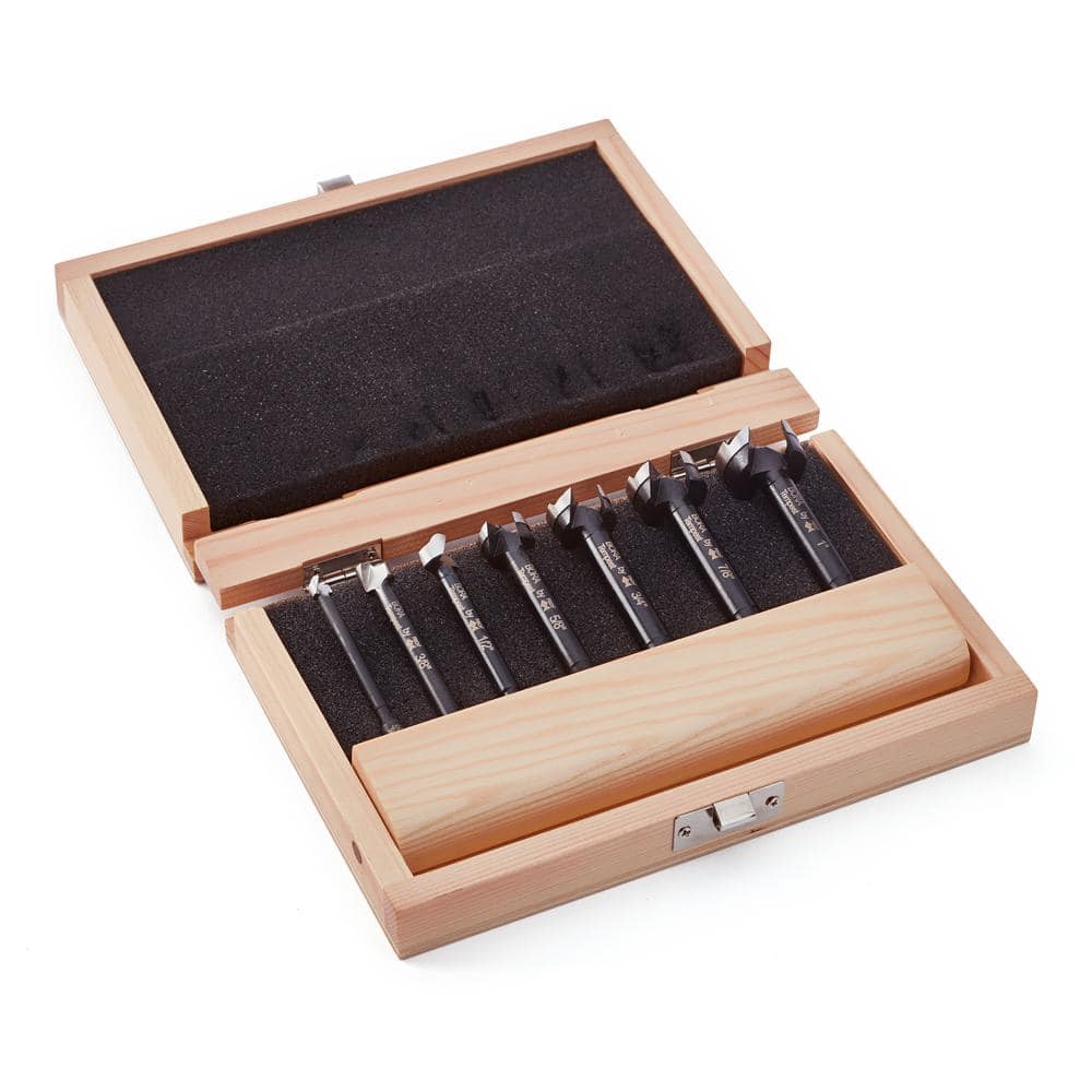 BORA Tempest Forstner Bit 7-Piece Set in Wood Box, 1/4 in. to 1 in. 1/4 ...