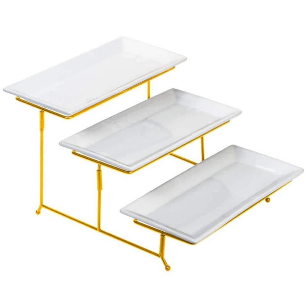 LEXI HOME Lexi Home 3-Tier Classic Rectangular Serving Platter with ...