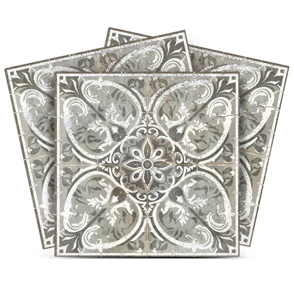 MI ALMA Gray and White R71 7 in. x 7 in. Vinyl Peel and Stick Tile (24 ...