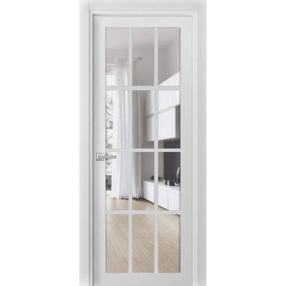 Sartodoors 32 in. x 80 in. Universal Clear Glass Solid Core White ...
