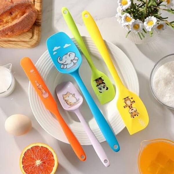 5-Pack Silicone Rubber Spatula Set, Heat Resistant Food Grade, Animal ...