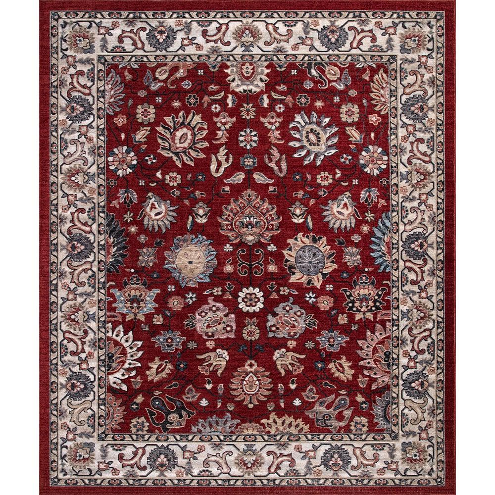 StyleWell Gramercy Red 6 ft. x 8 ft. Floral Area Rug 50706 - The Home Depot