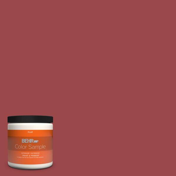 BEHR PREMIUM PLUS 8 oz. #150D-7 Regal Red Flat Interior/Exterior Paint ...