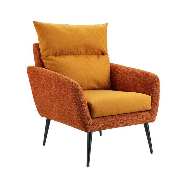 ART LEON MIA Orange Fabric and Rust Lamb Fleece Accent Arm Chair SF032 ...