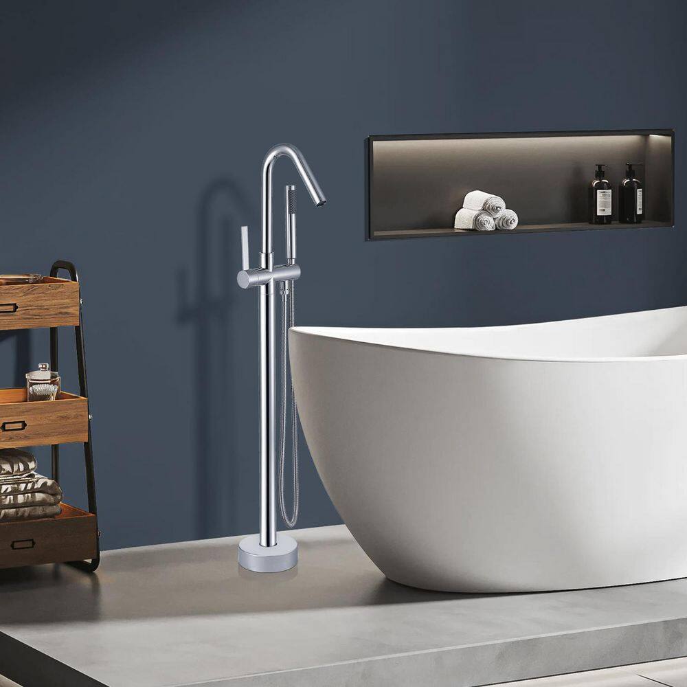Satico 43-3/4 in. Single-Handle Freestanding Tub Faucet with Handheld ...