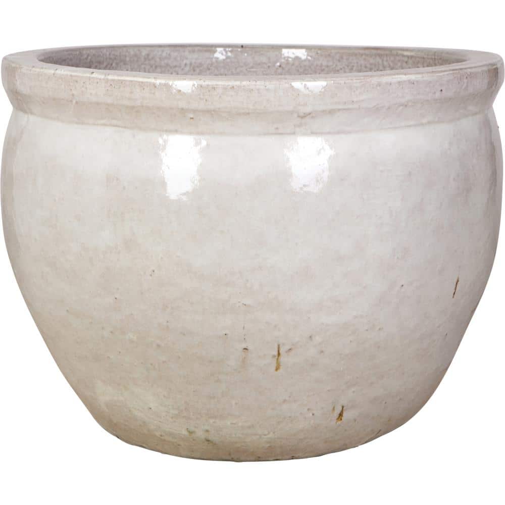 11 in. Antique White Ceramic Gardener Pot DG-174A-AW - The Home Depot