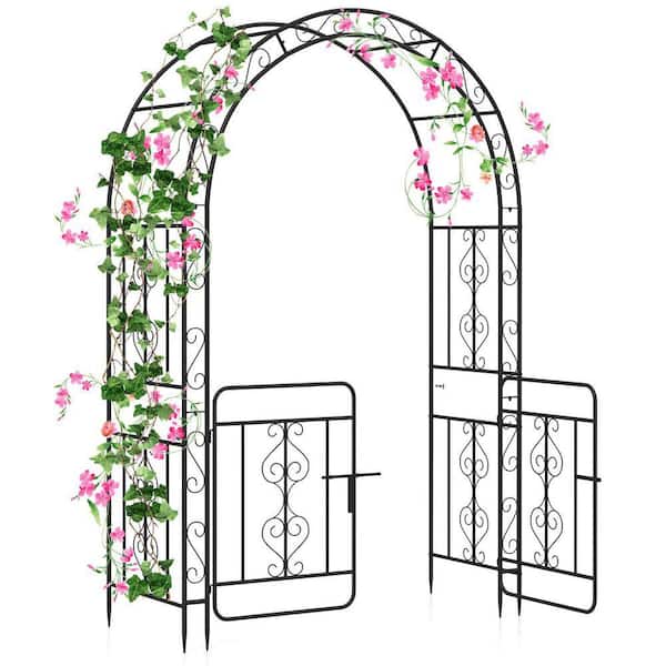 FAWEY TRED INC 84 in. H x 54 in. W Metal Garden Arbor with Gate ...
