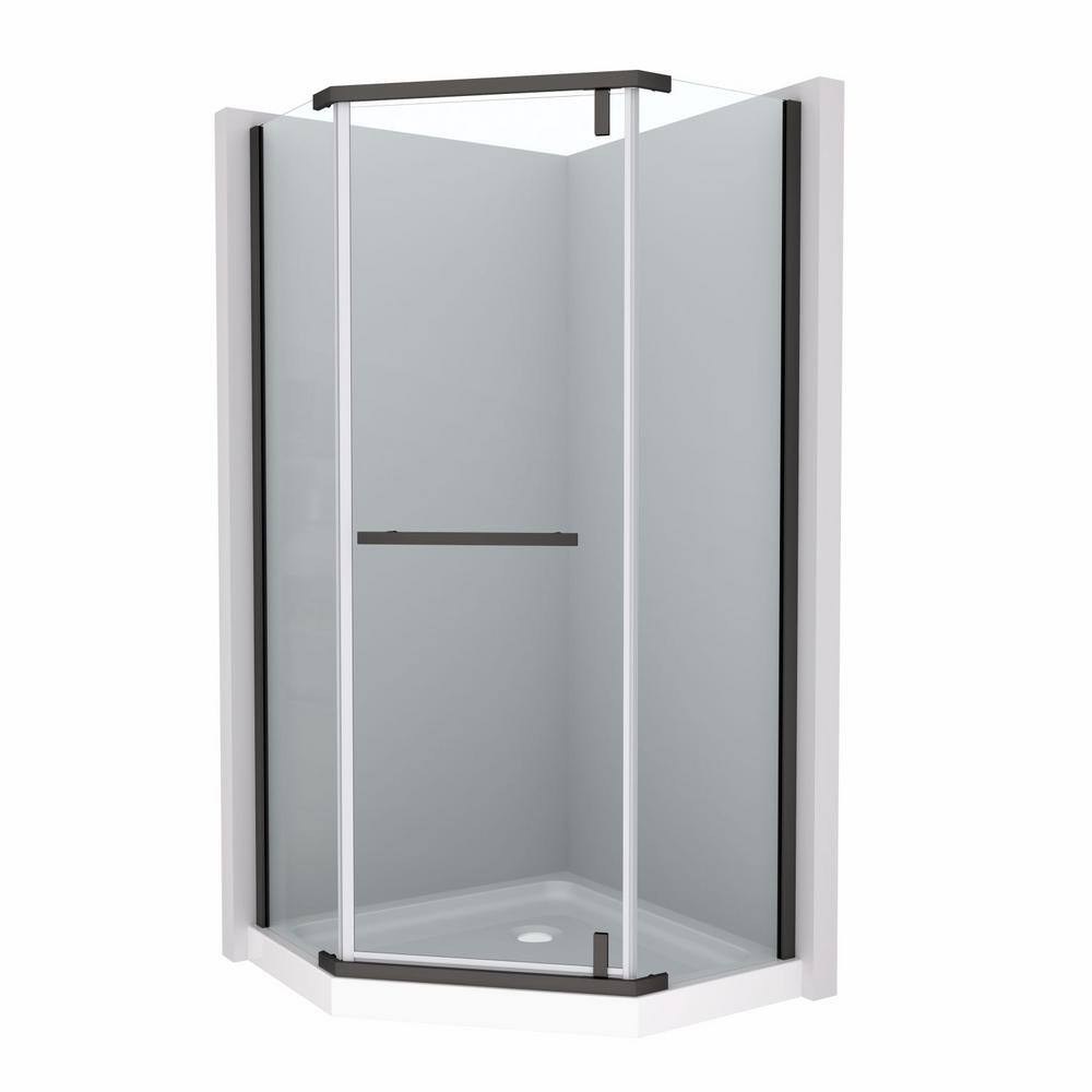 waterpar 34 in. W x 72 in. H Neo Angle Pivot Frameless Corner Shower ...