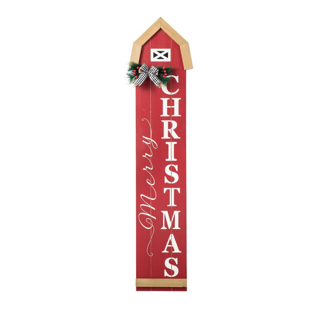 Glitzhome 42 in. H Christmas Wooden Merry Christmas House Shape Porch ...