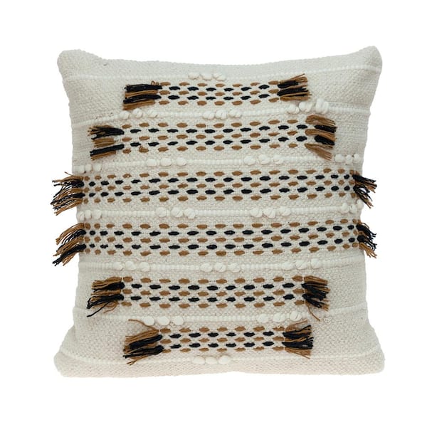 PARKLAND COLLECTION Jace 20 x 20 Transitional Beige Throw Pillow ...