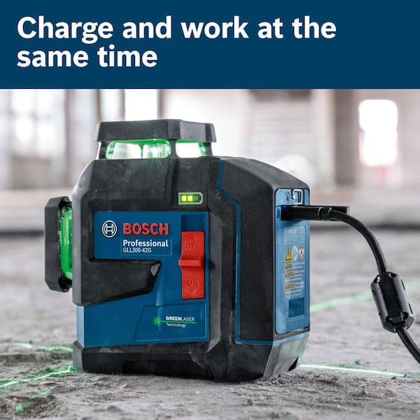 Bosch 260 ft. Green Self Leveling Line Laser Level, Fine Adjustment ...