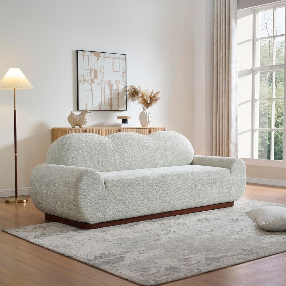 Harper & Bright Designs 88 in. W Round Arm Cloud Curved 3 Seater Modern ...