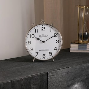 Bulova The Wilton tabletop clock in silver with Roman numerals and ...