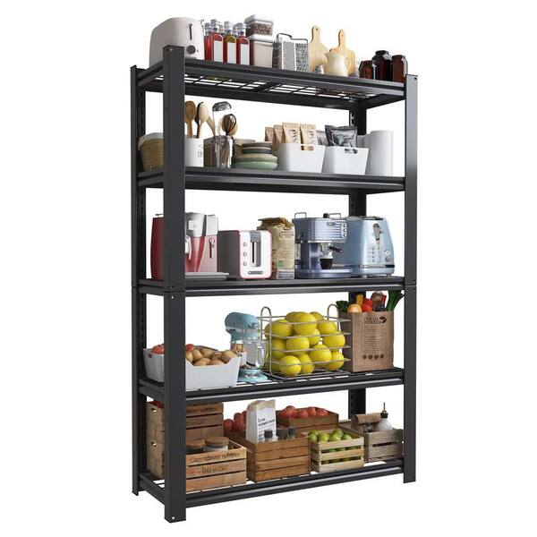 Tunearary 29 in. W x 12 in. D x 59 in. H 5-Tier Stackable Metal Heavy ...