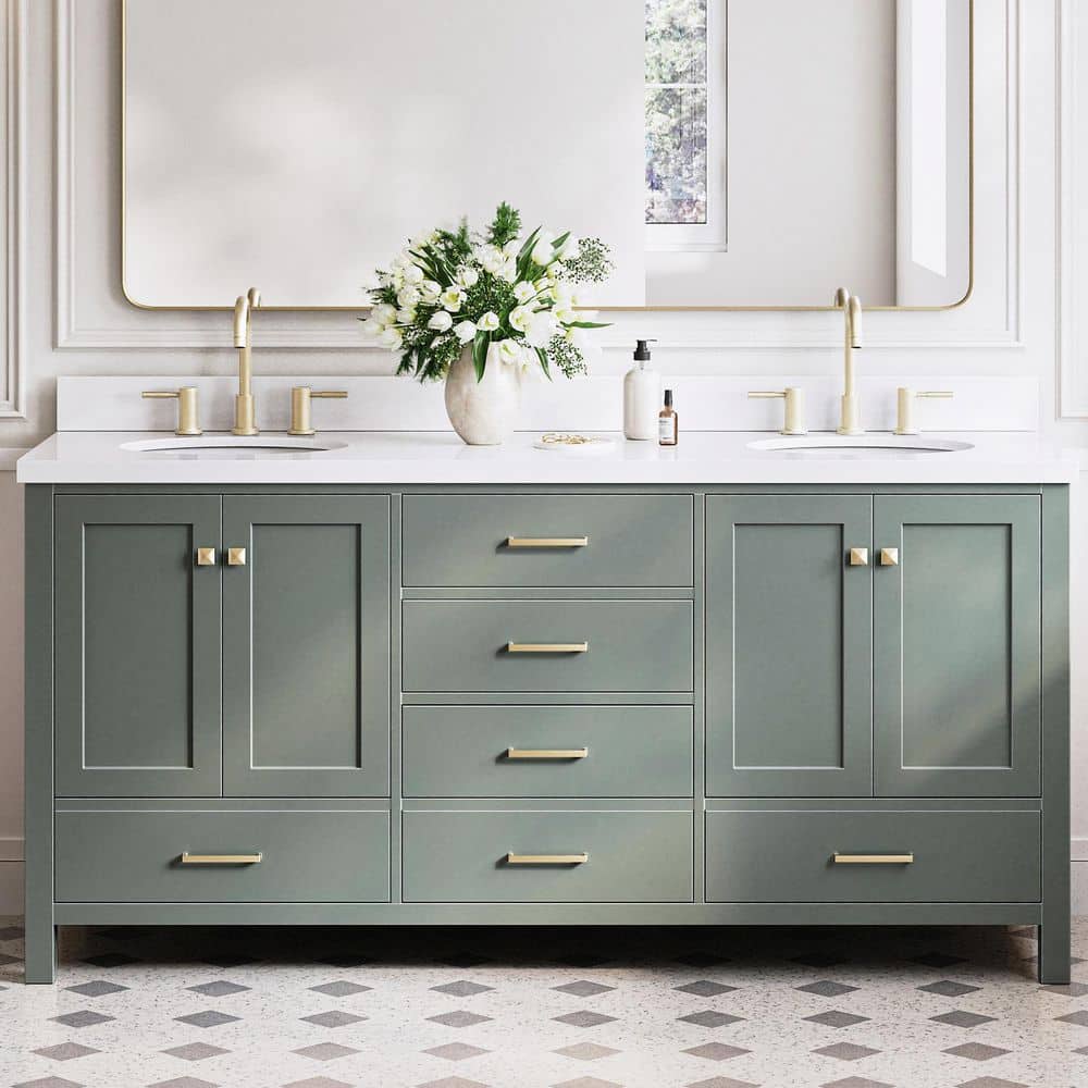 Reviews for ARIEL Cambridge 73 in. W x 22 in. D x 36 in. H Double Sink ...