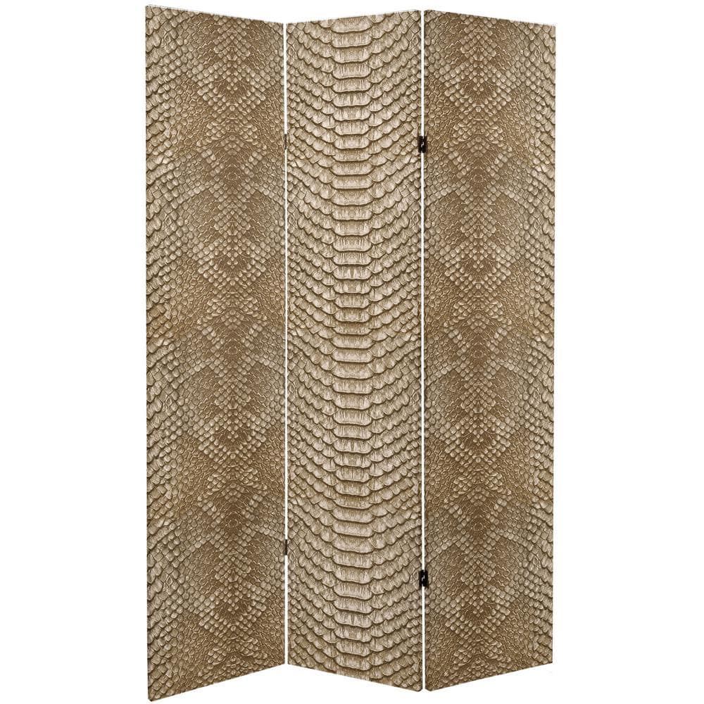 6" Double Sided Snake Print Canvas Room Divider Tan - Oriental ...
