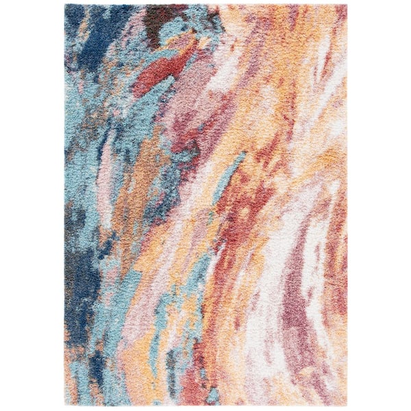 SAFAVIEH Calista 4 ft. x 6 ft. Gold/Aqua Abstract Multicolor Area Rug ...