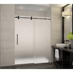 Aston Langham 56 in. - 60 in. x 75 in. Frameless Sliding Shower Door with Frosted Glass in Matte ...