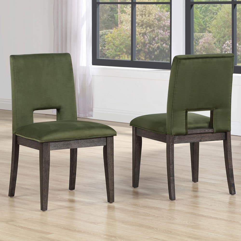 Steve Silver Evan Green Velvet Side Chair (Set of 2) EVA500NES - The ...