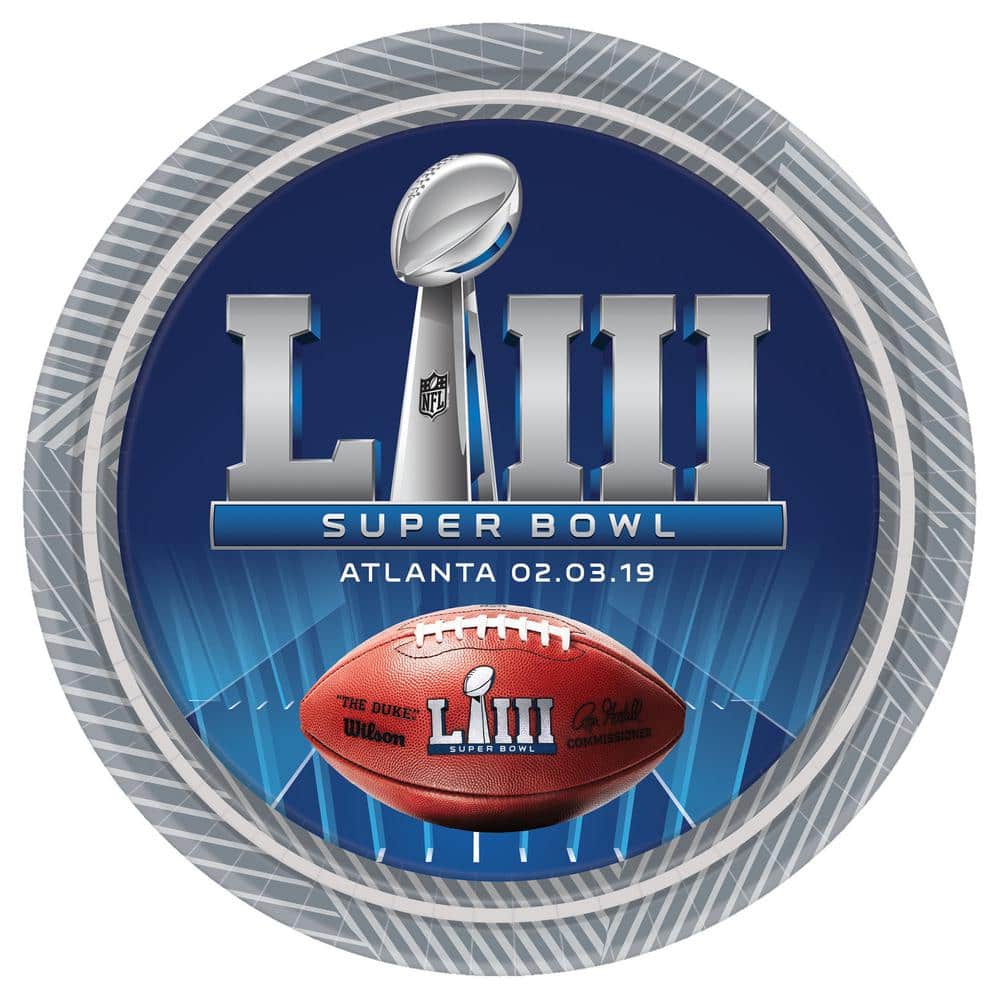 Amscan 9 in. Super Bowl LIII Plates (2-Pack) 752777 - The Home Depot