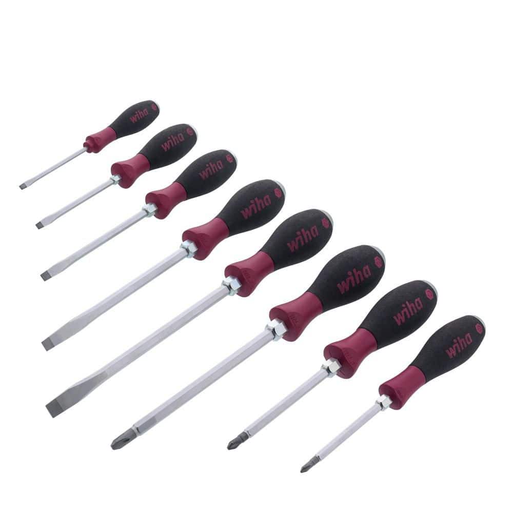 Wiha MicroFinish XHeavy Duty Slotted and Phillips Screwdriver Set (8 ...