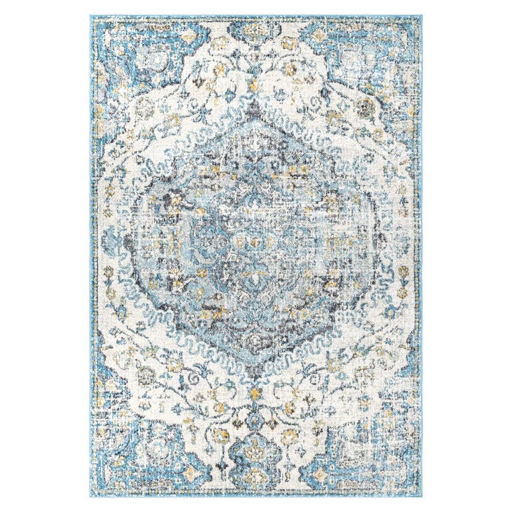 nuLOOM Maranda Vintage Medallion Turquoise 7 ft. x 9 ft. Area Rug ...