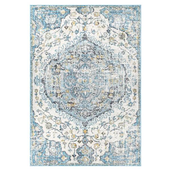 nuLOOM Maranda Vintage Medallion Turquoise 7 ft. x 9 ft. Area Rug ...
