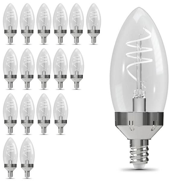 Feit Electric 60W Equivalent B11 E12 Candelabra Switch to Dim White Filament Clear Chandelier ...