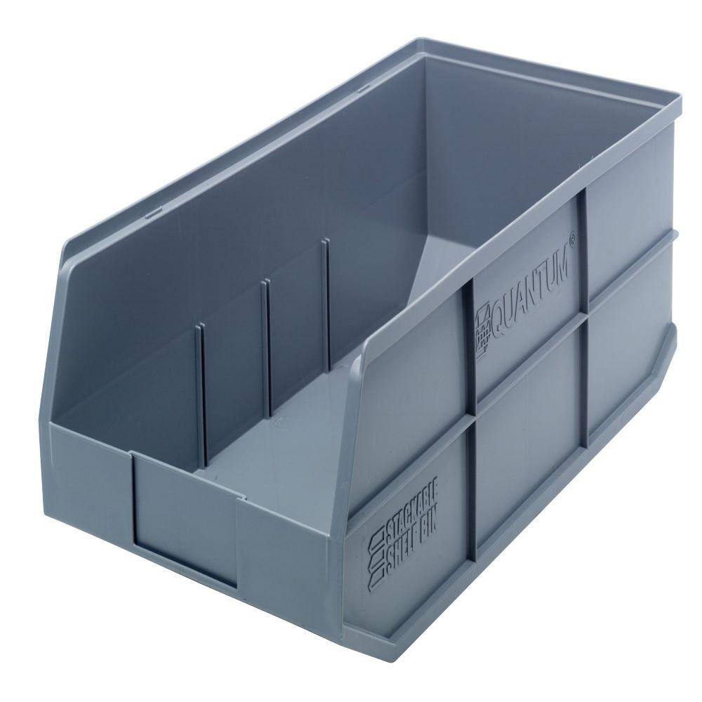 QUANTUM STORAGE SYSTEMS Stackable Shelf 27-Qt. Storage Tote in Gray (6 ...