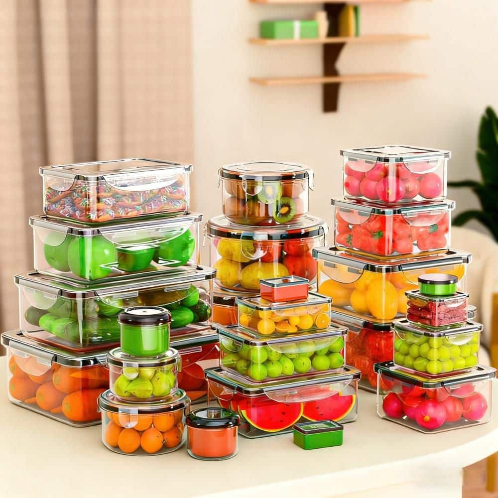 Numhew 31-Pack Plastic Food Storage Containers with Airtight Lids, BPA ...