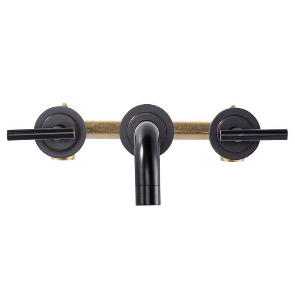 ALEASHA Double Handle Wall Mounted Bathroom Faucet in Oil Rubbed Bronze ...