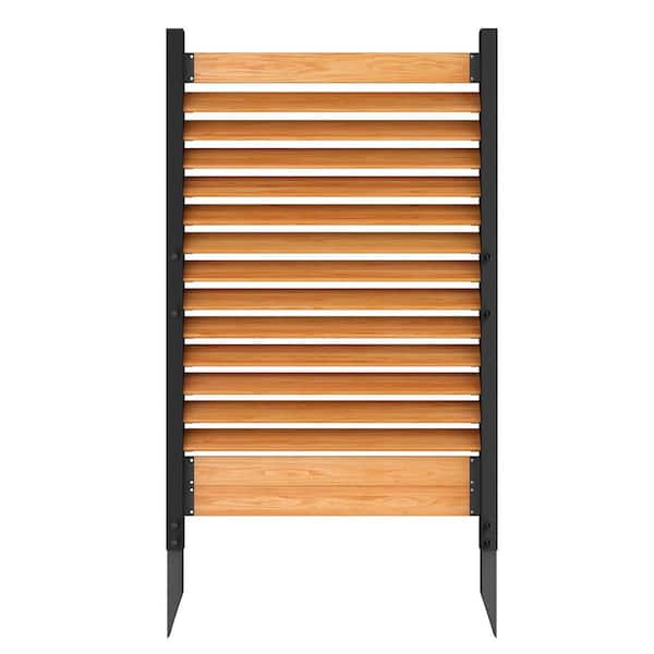 ABORON No-Dig Wooden Privacy Fence Screen 38 in. W x 60 in. H Outdoor ...