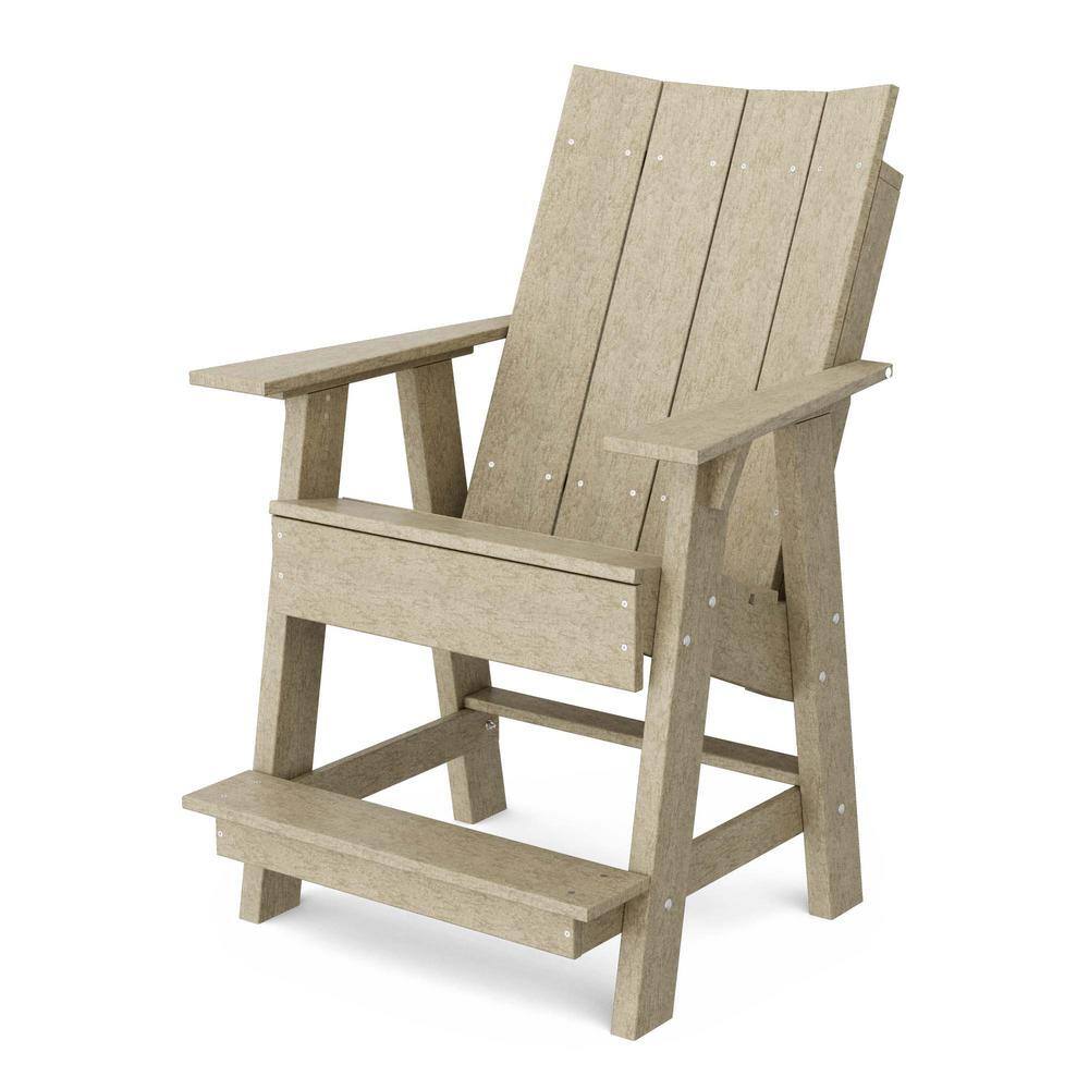 WILDRIDGE Contemporary Weathered Wood Plastic Outdoor High Adirondack ...