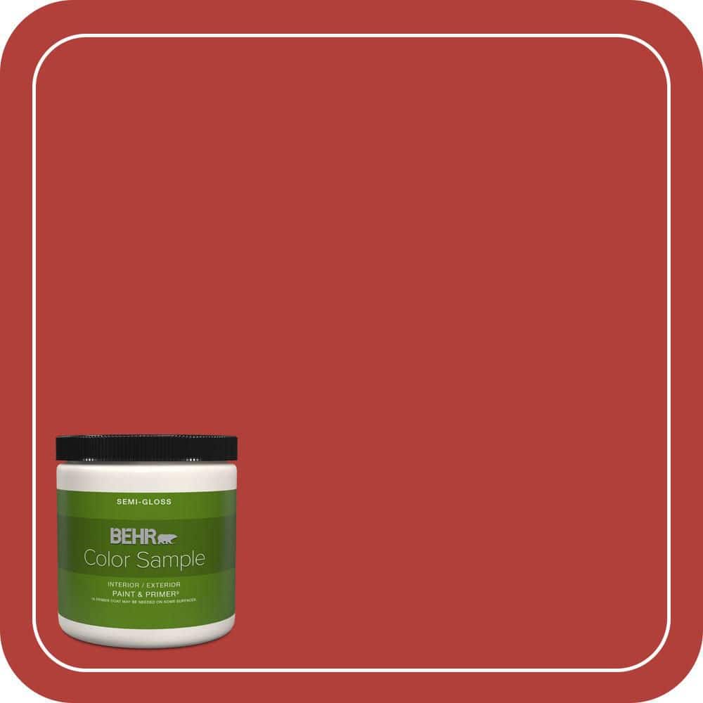 BEHR PREMIUM PLUS 8 oz. #170B-7 Red Tomato Semi-Gloss Interior/Exterior ...