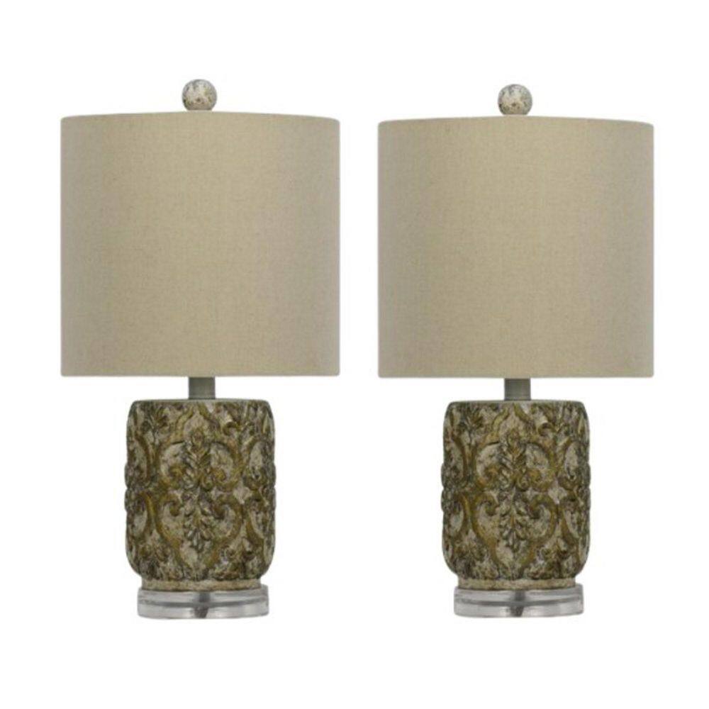 Fangio Lighting Pair of 19 in. Antique Gold/Cream Cast Deco Design ...