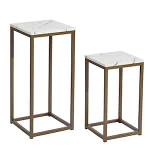 Golden Metal Outdoor Side Table with Round Marble Color Top ST725B-247 ...