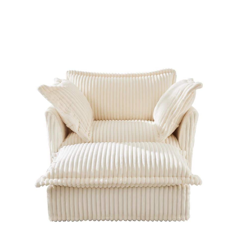 Clihome 49 in. Round Arm 2-piece Corduroy Rectangle Modular Deep Seat ...