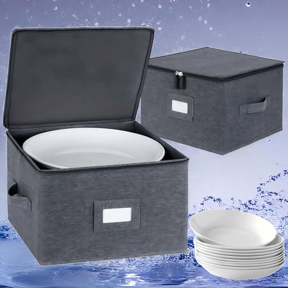 Wudkey 12 in. W x 8 in. H Dinnerware with 24 Felt Dividers, Dinner ...