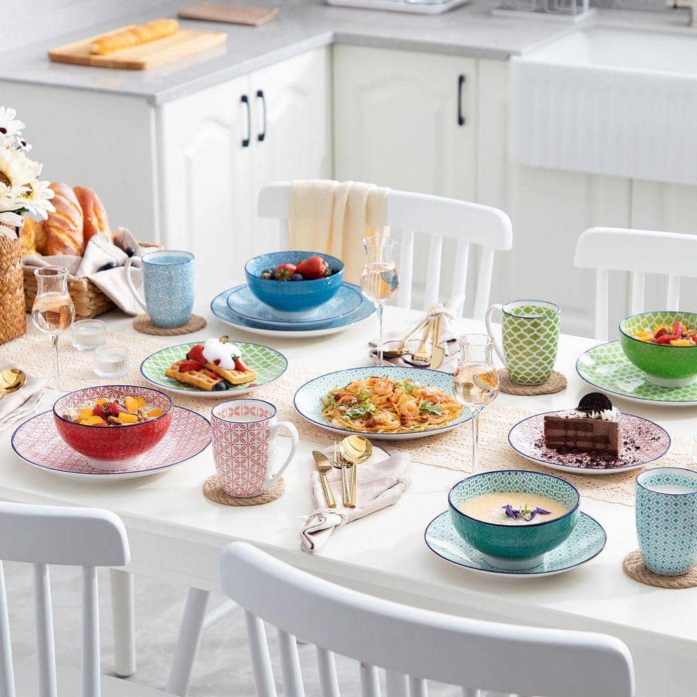 vancasso 16-Piece Multi-Colored Porcelain Dinnerware Set Service for 4 ...