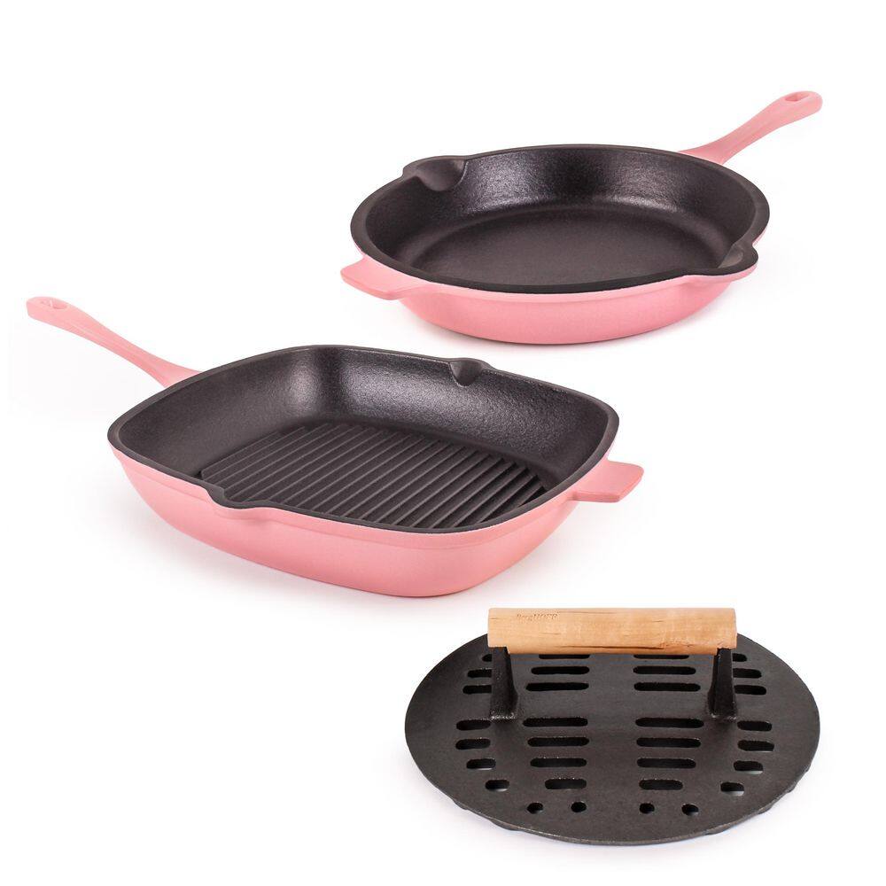 BergHOFF BergHOFF Neo 3-Piece Cast Iron Fry Pan and Grill Pan Set with ...