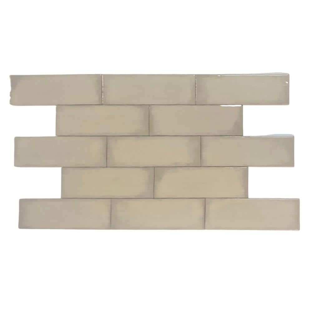 The Tile Doctor Sake Rectangle Taupe 3 in. x 9 in. Smooth Glossy ...