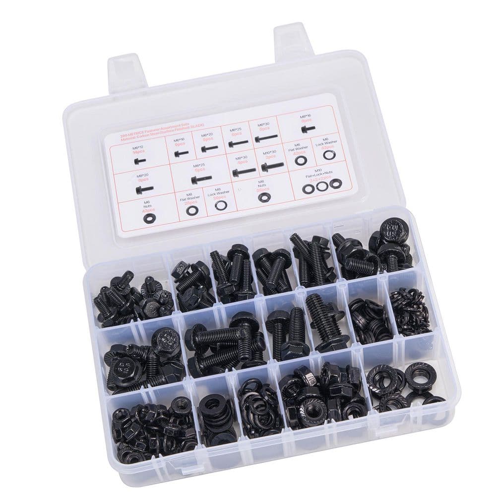 VEVOR 280 Piece Bolts and Nuts Assortment Kit, Metric Machine Screws ...